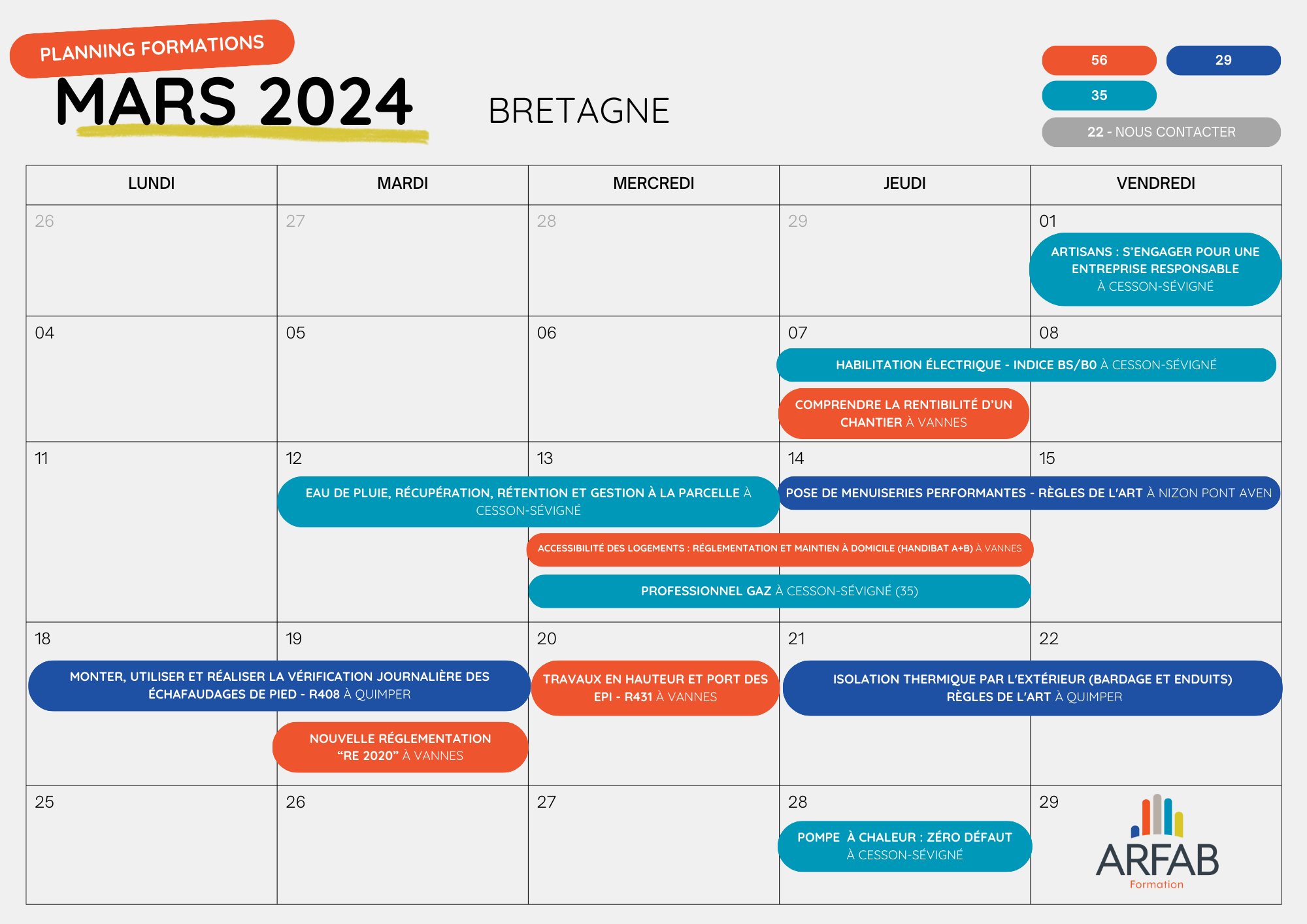 PLANNING FORMATIONS - Mars 2024